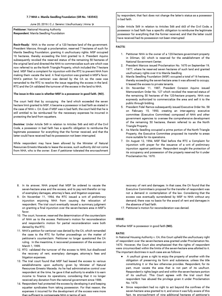 NHA V Manila Seedling | PDF