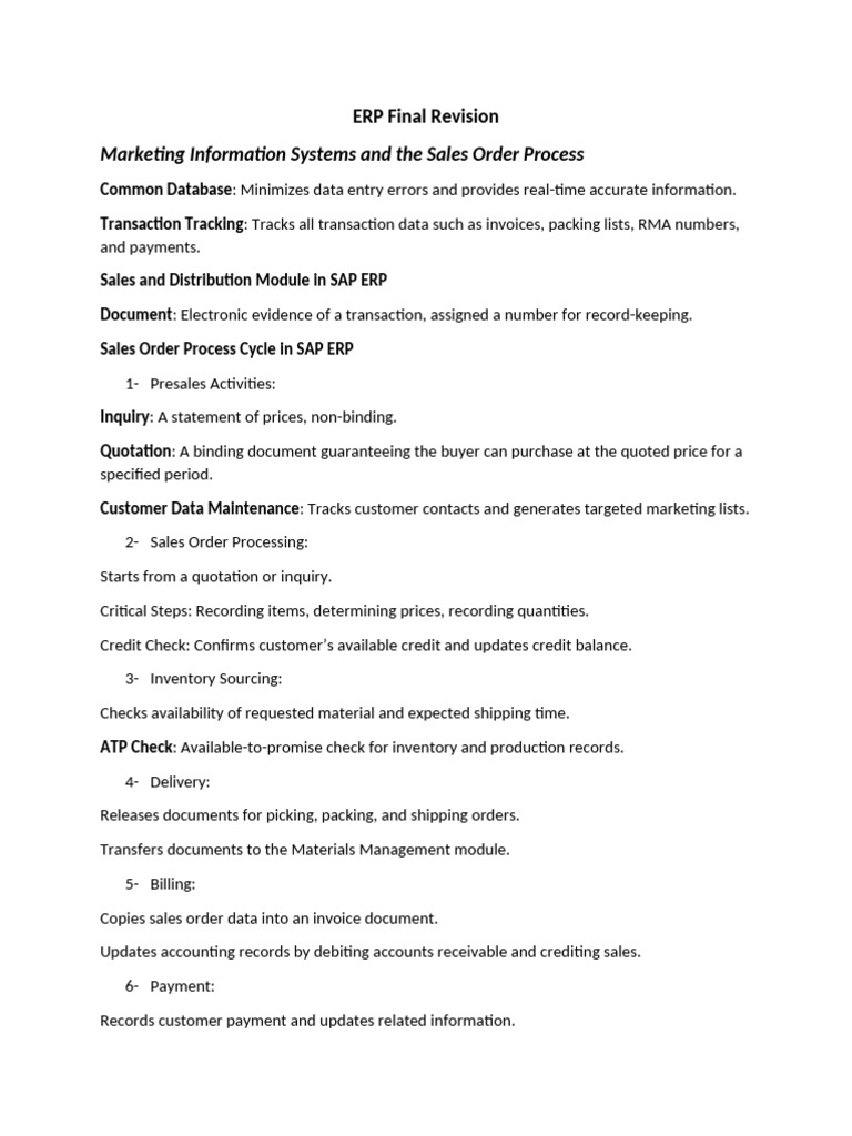 ERP Final Revision | PDF