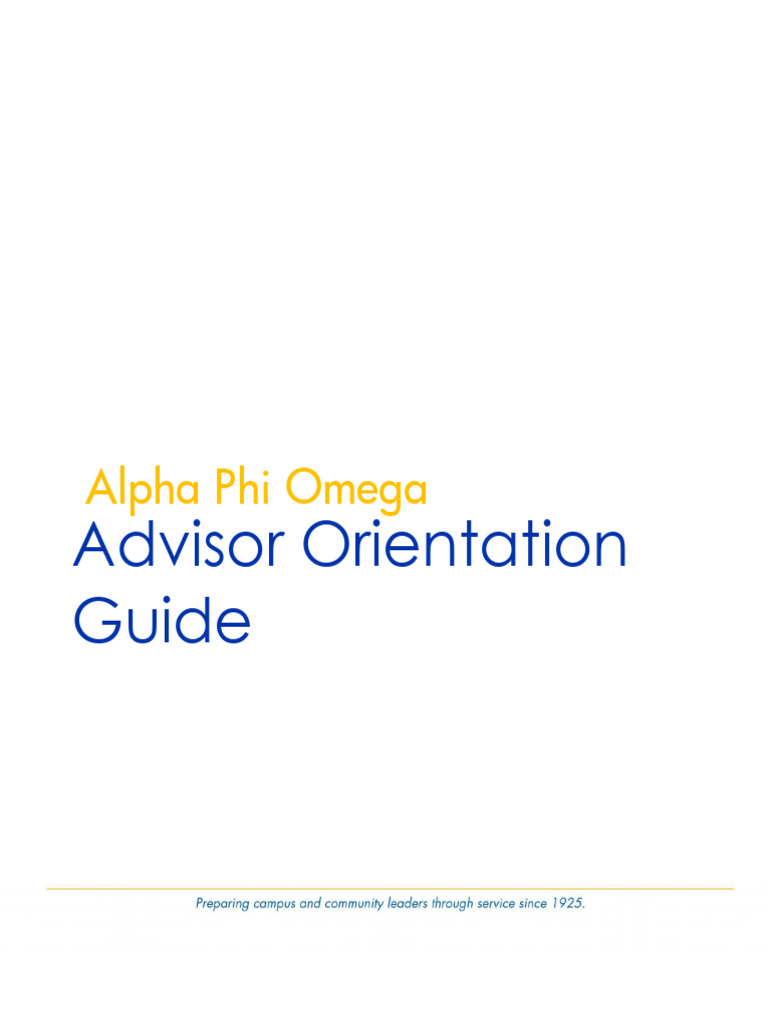 Alpha Phi Omega Advisor Orientation Guide | PDF