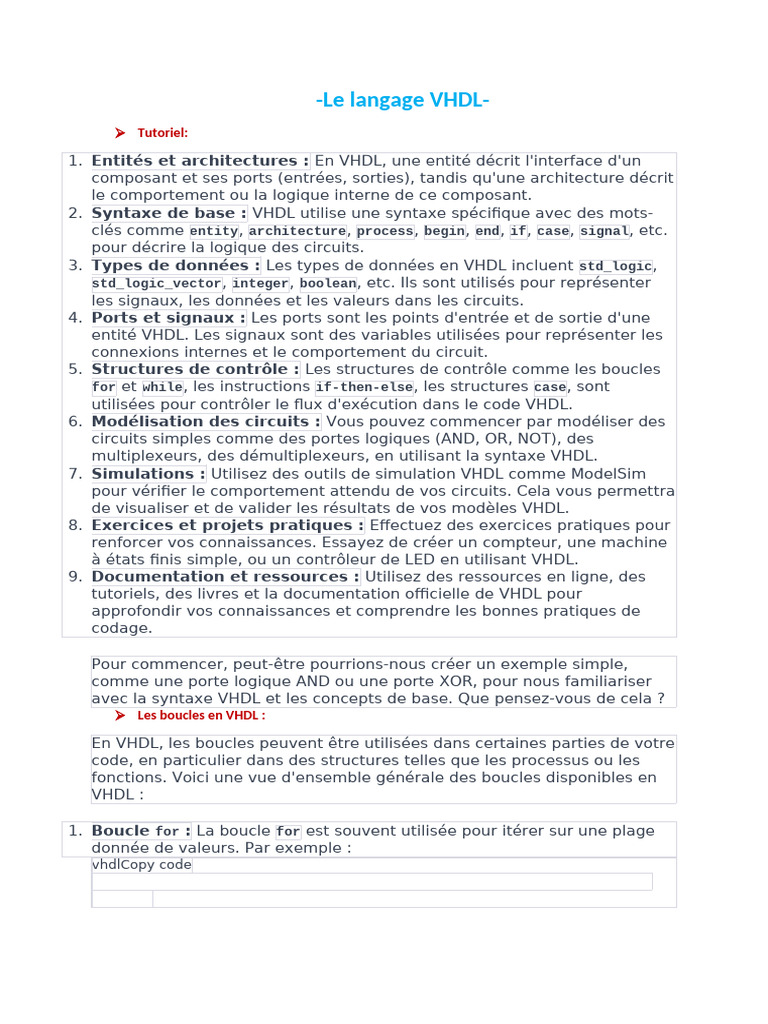 Le Langage VHDL | PDF