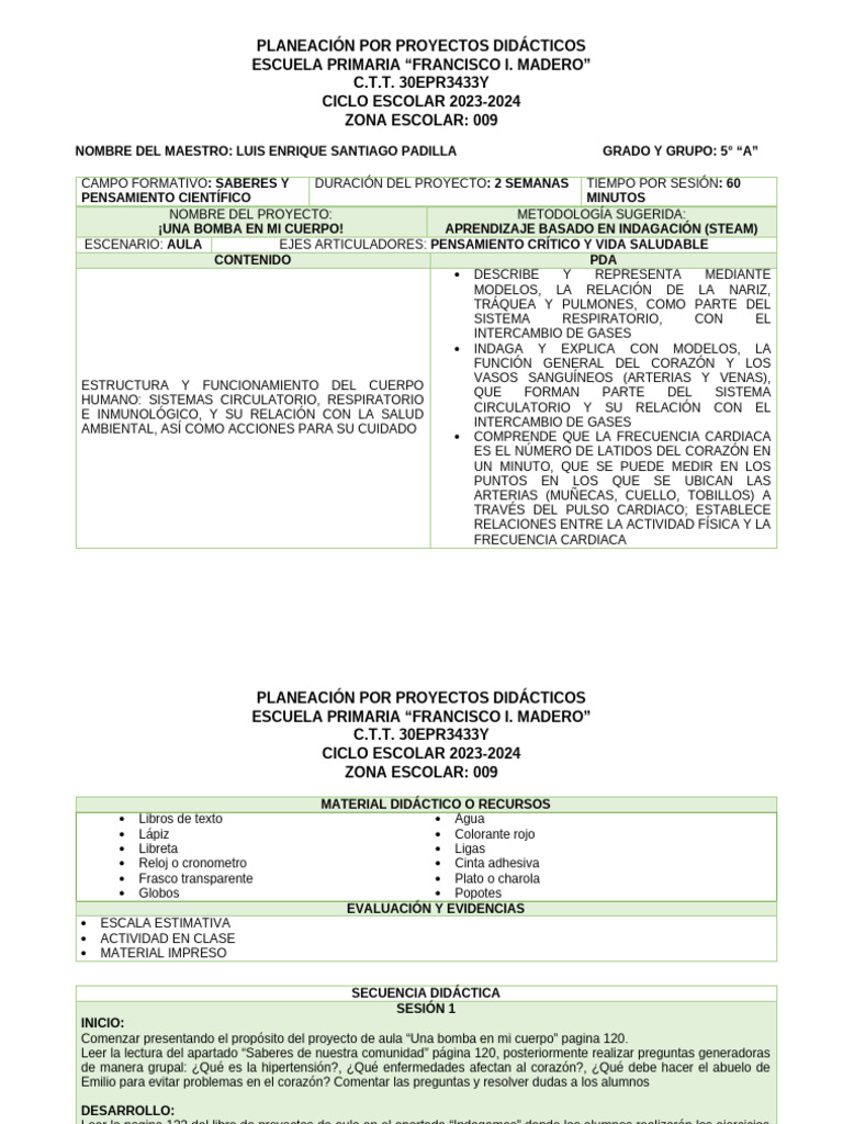 Planeacion Por Proyectos Didácticos | PDF