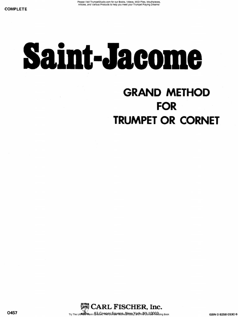 Saint-Jacome - Grand Method For Trumpet or Cornet | PDF | Trumpet | Home & Garden