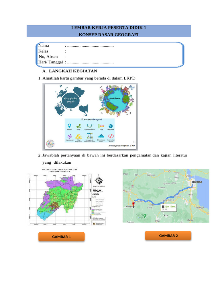 LKPD 1 Konsep Dasar Geografi | PDF