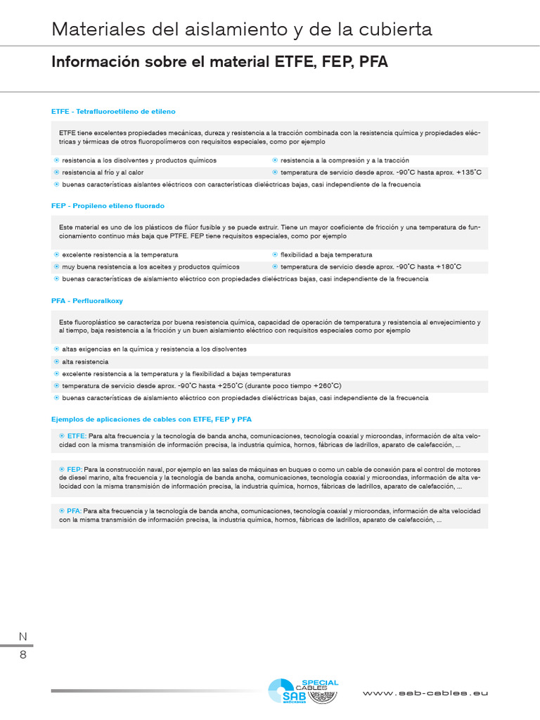 Informacion Sobre El Material ETFE FEP PFA | PDF