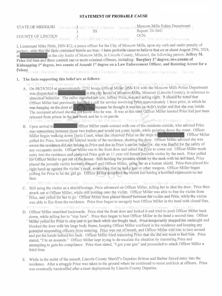Signed Statement of Probable Cause Jeffrey Price - Redacted | PDF ...