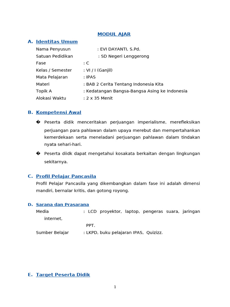 Modul Ajar Observasi Ipas Kelas 6 Pdf