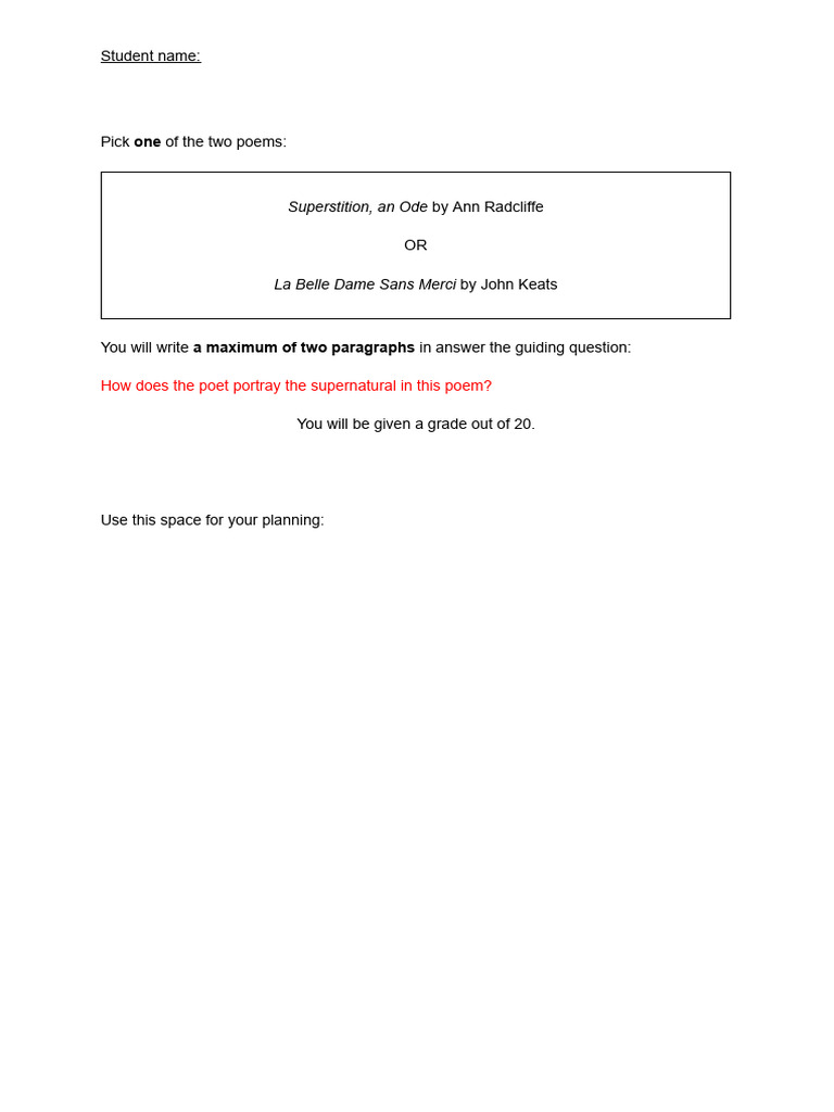 Topic Test 1 - Pick One of The Two Poems | PDF | Language Arts & Discipline