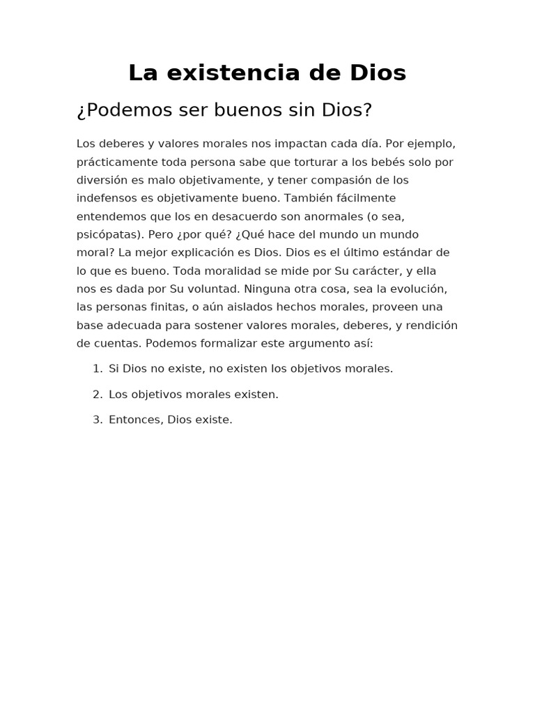La Existencia De Dios Pdf