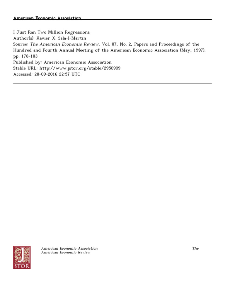 Sala I Martin | PDF | Regression Analysis | Statistical Theory