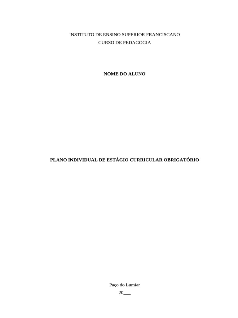 Plano de Estágio | PDF