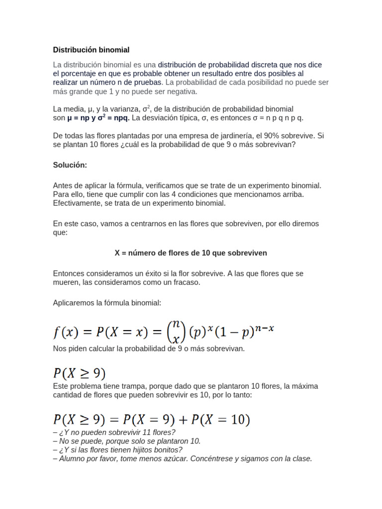 Distribución Binomial 1. | PDF