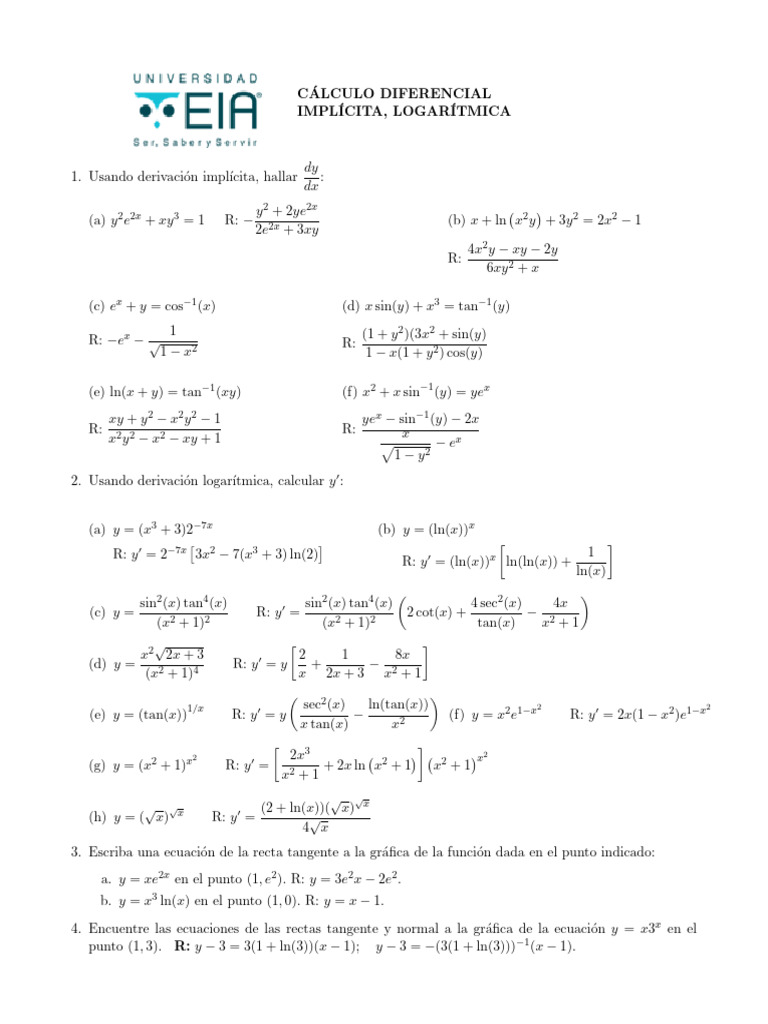 Derivación Implícita-Logarítmica | PDF