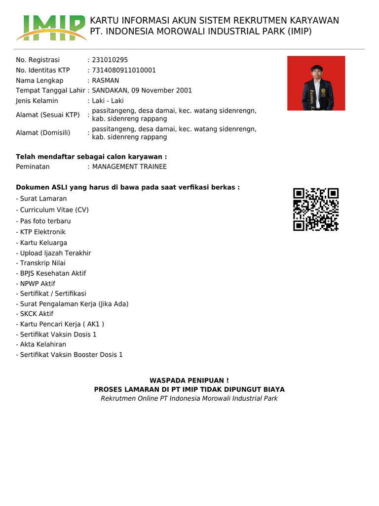 Form Registrasi 231010295 | PDF