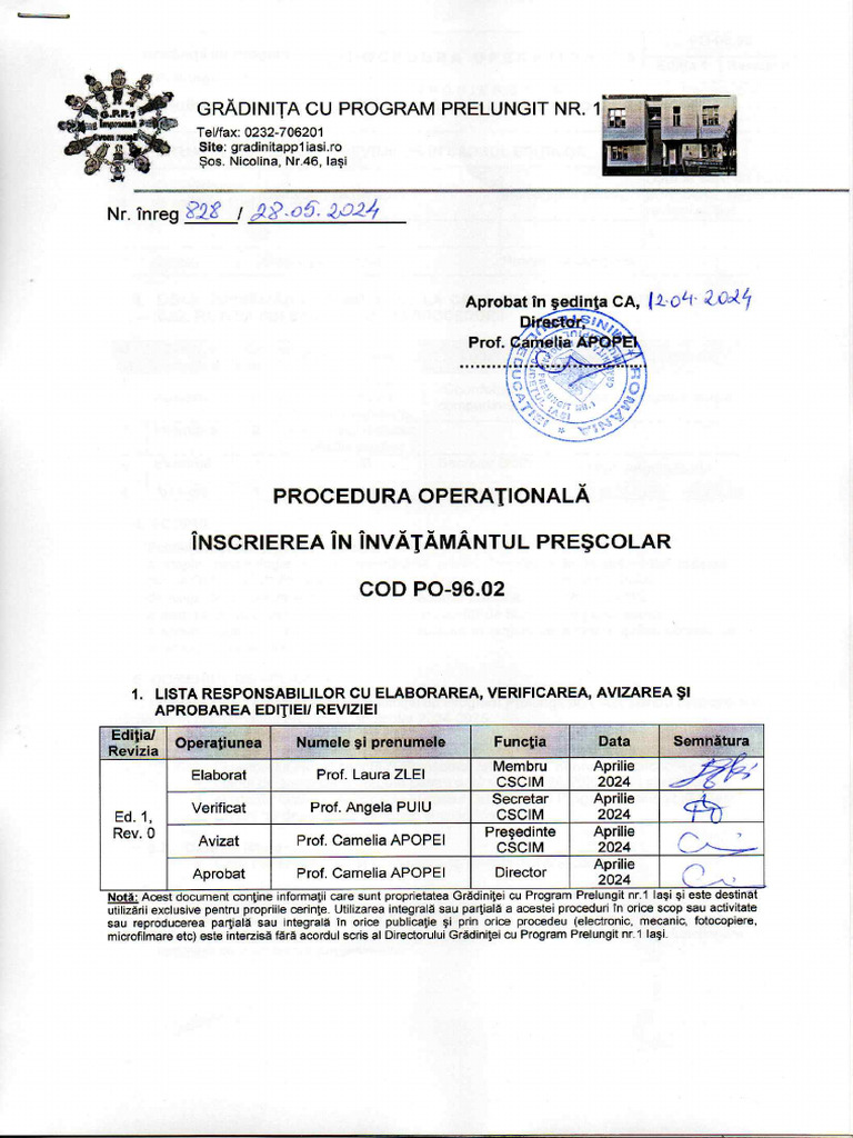 Procedura de Inscriere La Gradinita 2024 2025 | PDF
