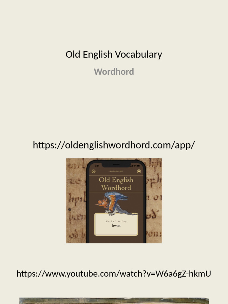 Old English Vocabulary For Platform | PDF