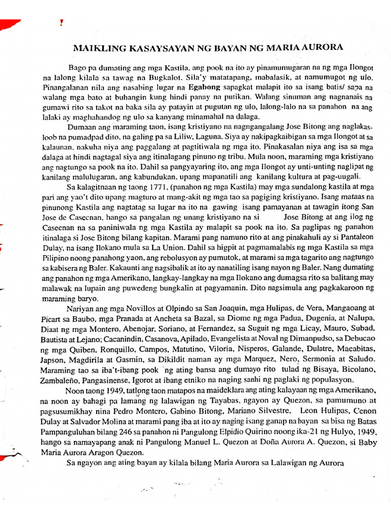 Kasaysayan NG Maria Aurora | PDF