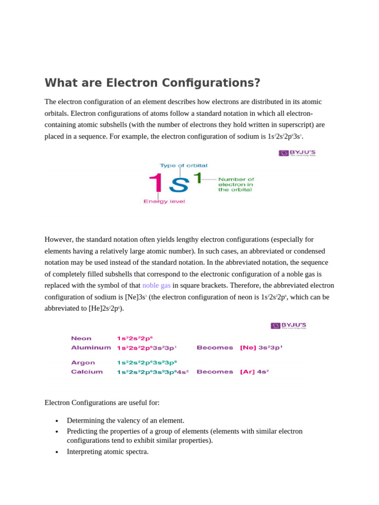 Electron Configuration Docs | PDF