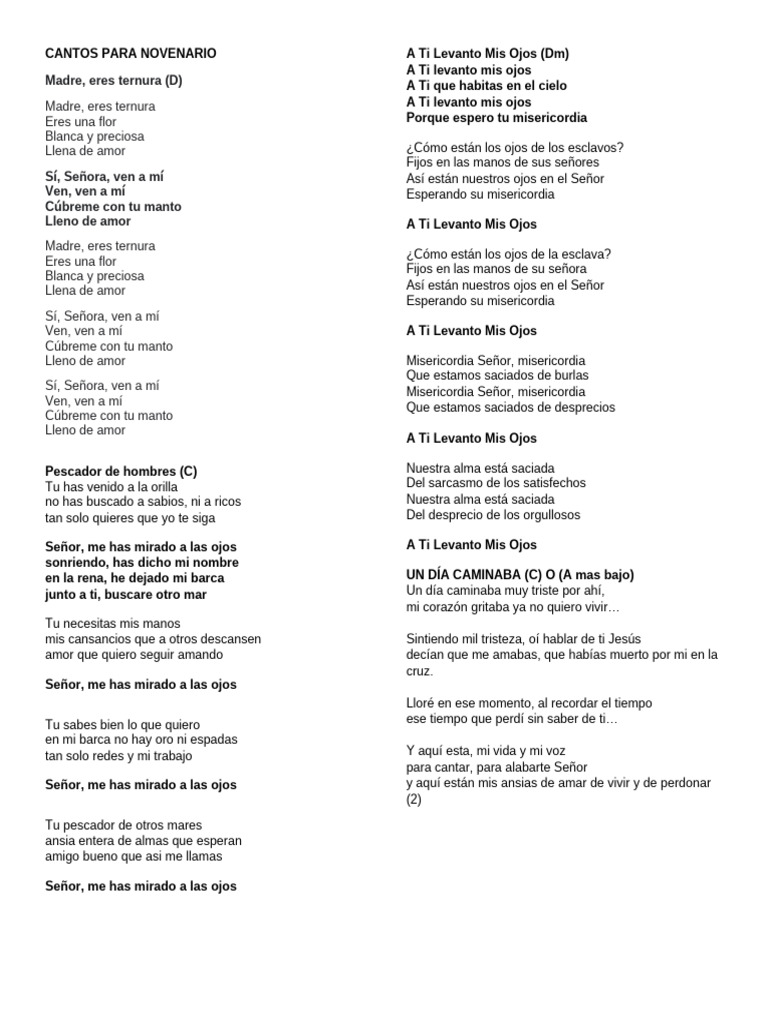 Cantos para Novenario 260423 | PDF | Amor