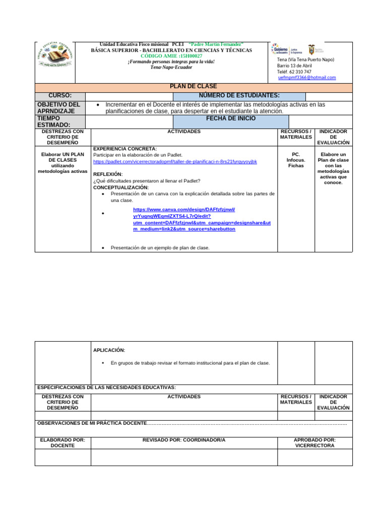 Plan de Clases | PDF