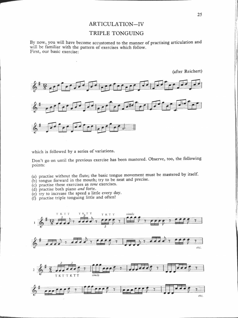 Triple Tonguing Exercises (Trevor Wye) | PDF