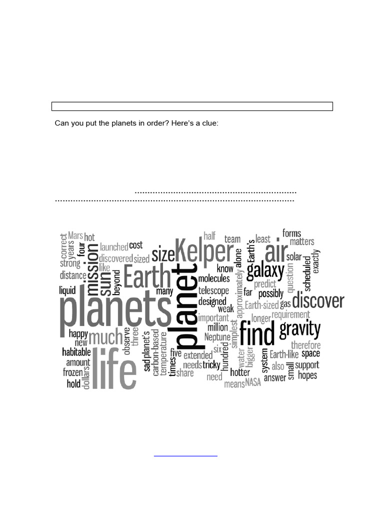 Life On Other Planets Wksheetv2 | PDF