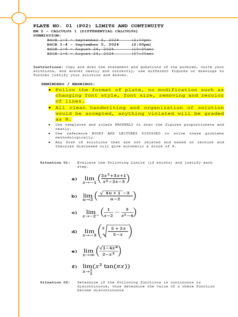 EM 2 - P02 - Limits and Continuity | PDF
