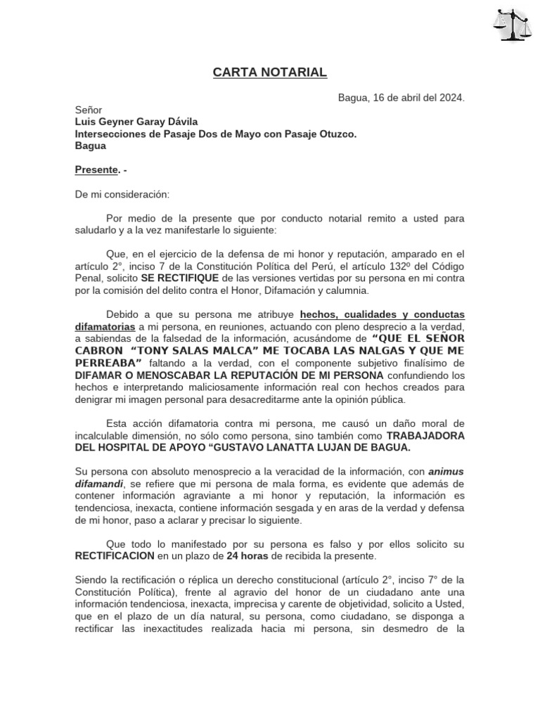 CARTA NOTARIAL Mayra | PDF