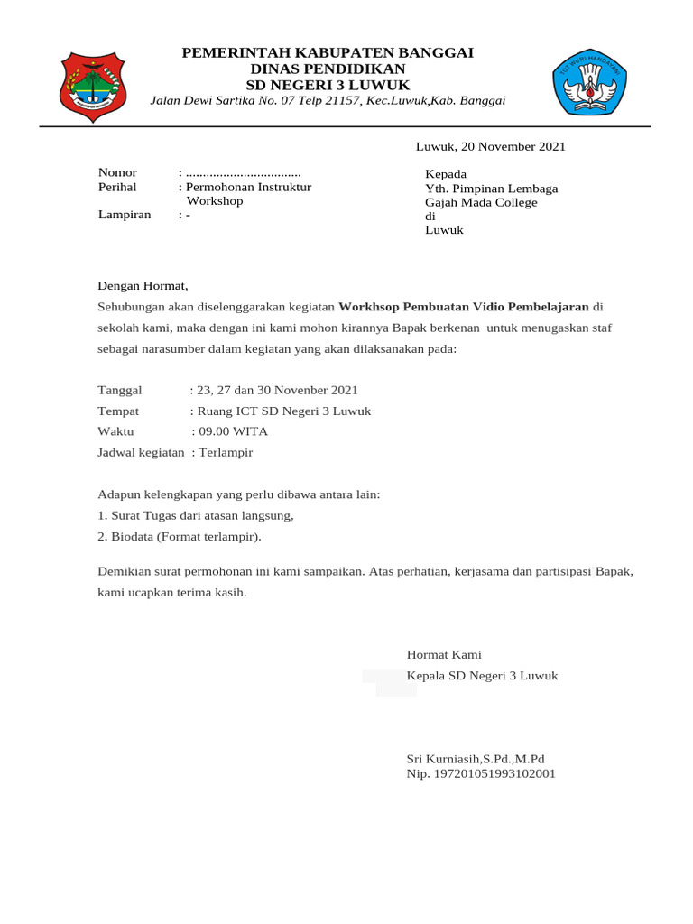 Surat Kegiatan Workshop | PDF