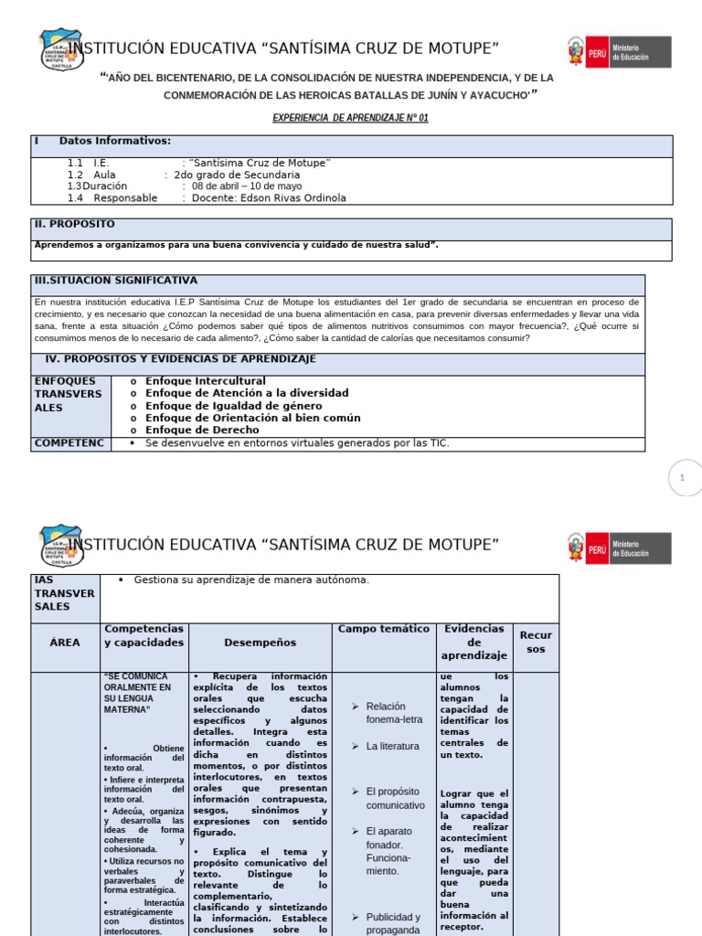Eda de Comunicacion 2do de Sec | PDF