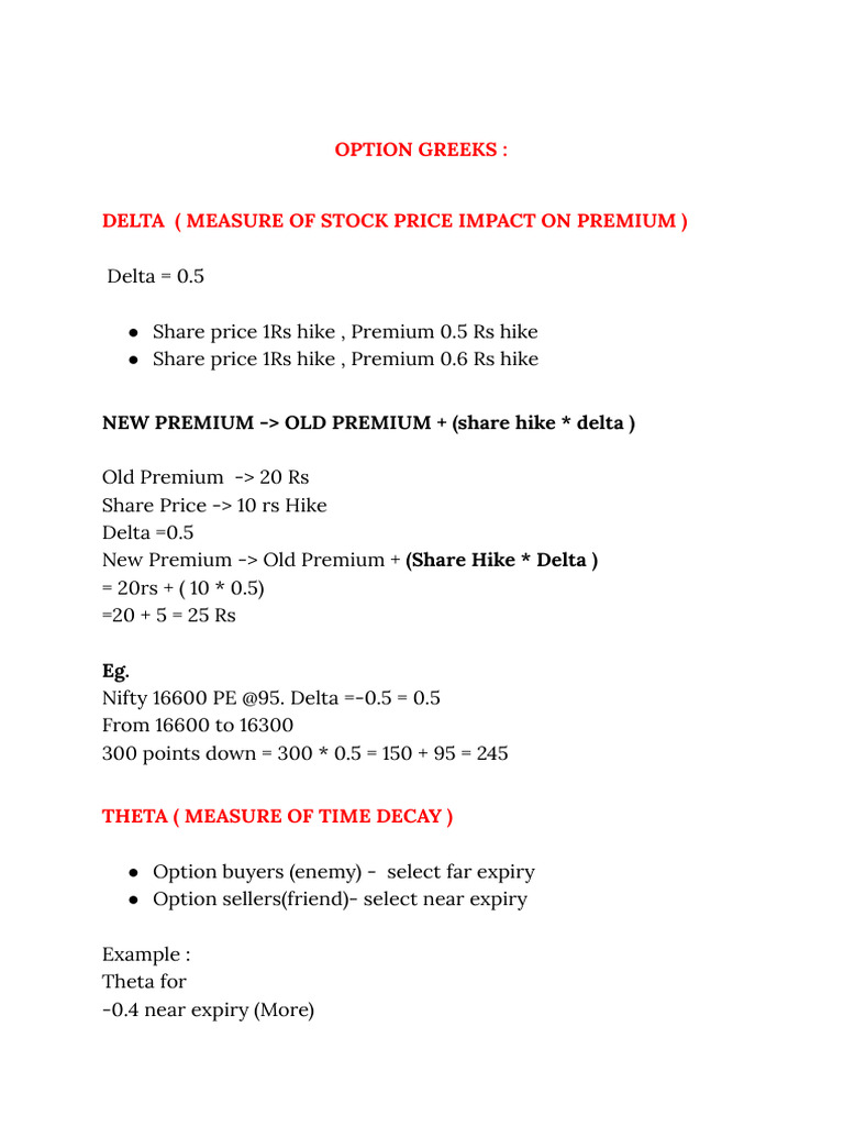 Option Greeks | PDF