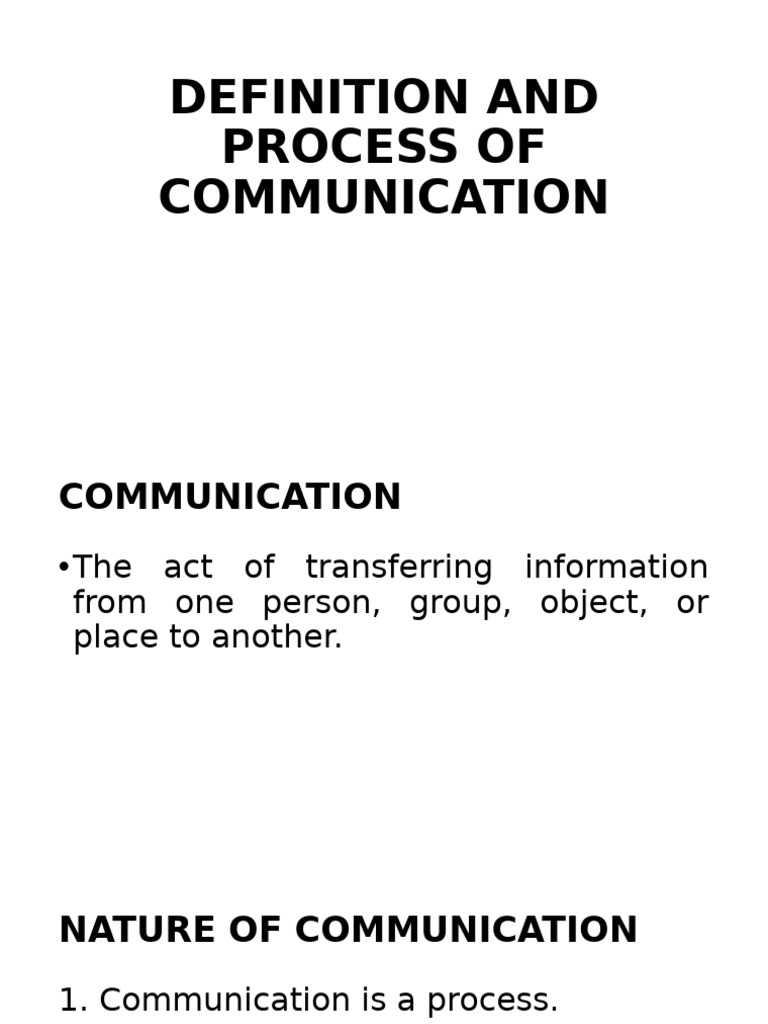 Definition and Process of Communication | PDF