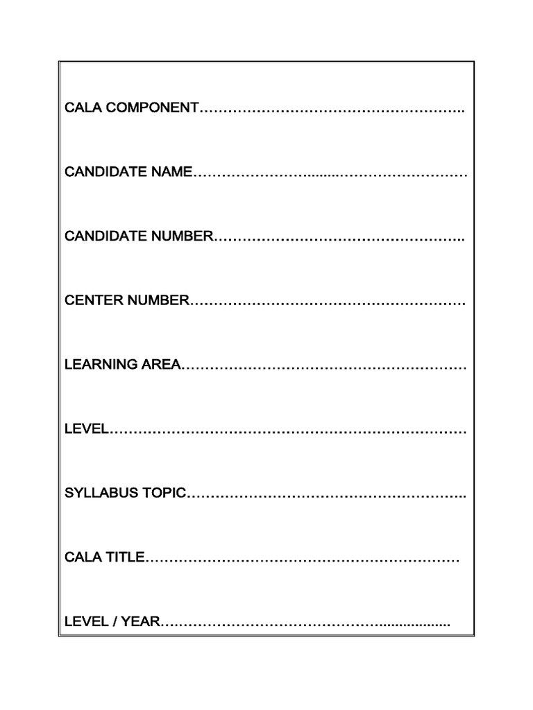 CALA Component A (Drug Abuse) | PDF