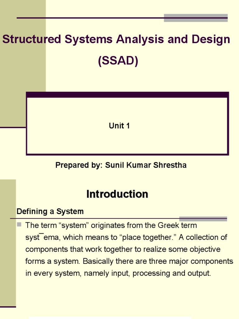 Unit01 SSAD | PDF | System | Software Development Process