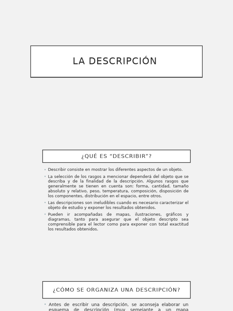 La Descripción | PDF