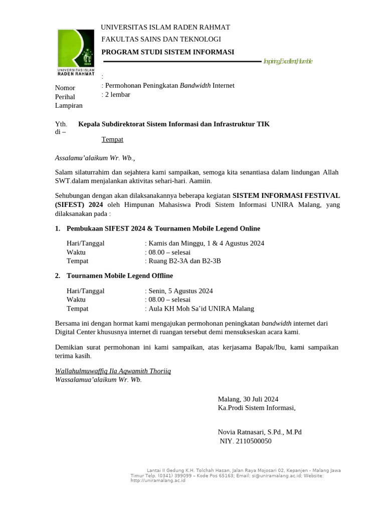 Surat Permohonan Ke DC | PDF