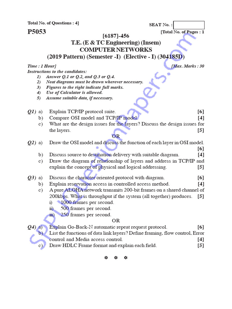 Be Electronics And Telecommunication Engineering Semester 5 2023 October Computer Networks Cn