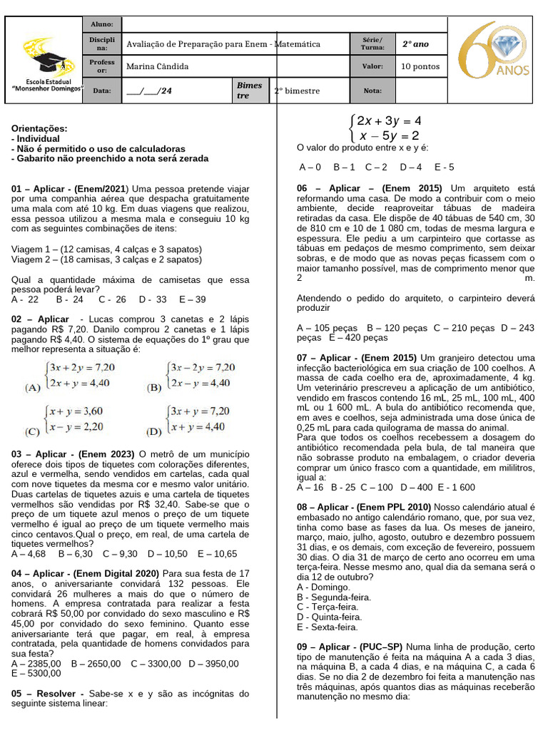 Avaliação 2 Bimestre Pdf