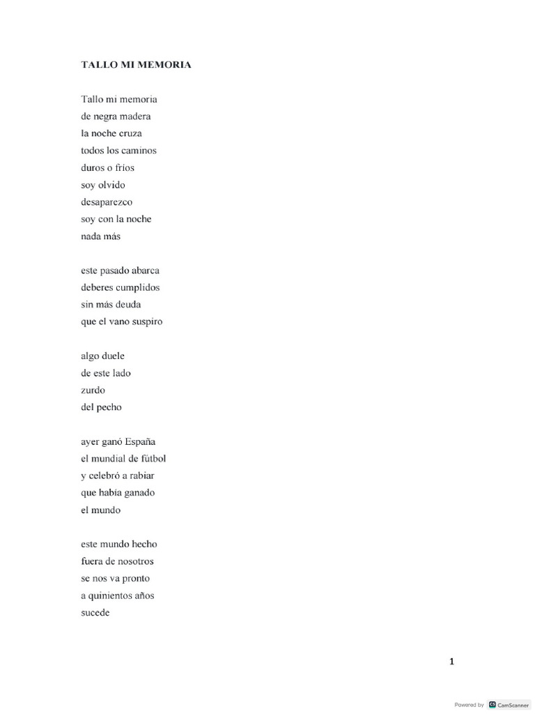 Poema Tallo Mi Memoria | PDF