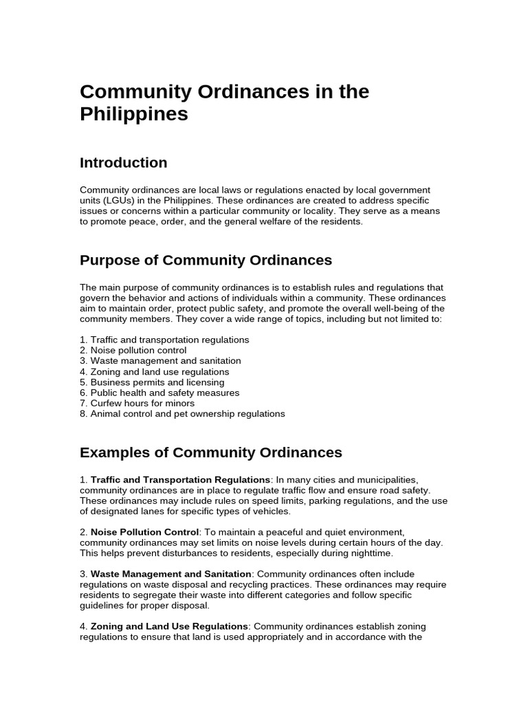 Community Ordinances in Philippines | PDF | Waste Management | Law