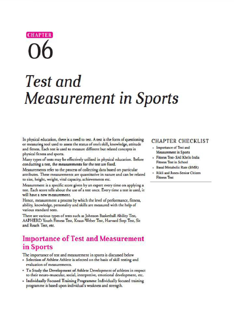 Test and Measurement in Sports | PDF