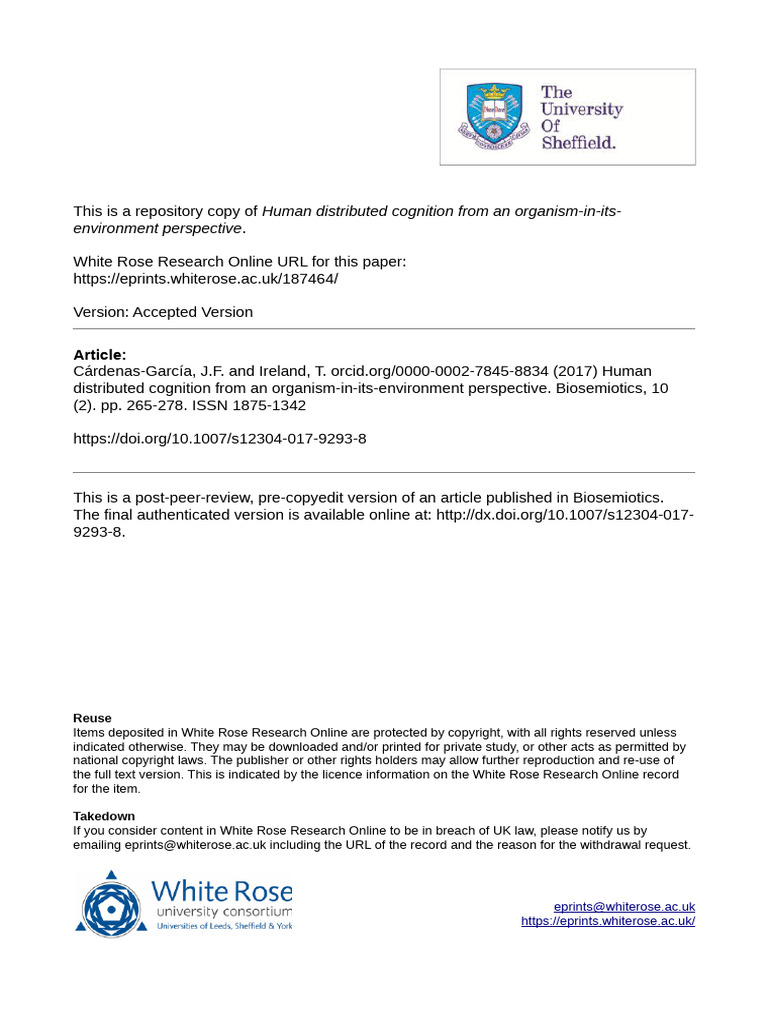 Human Distributed Cognition From An Orga Pdf