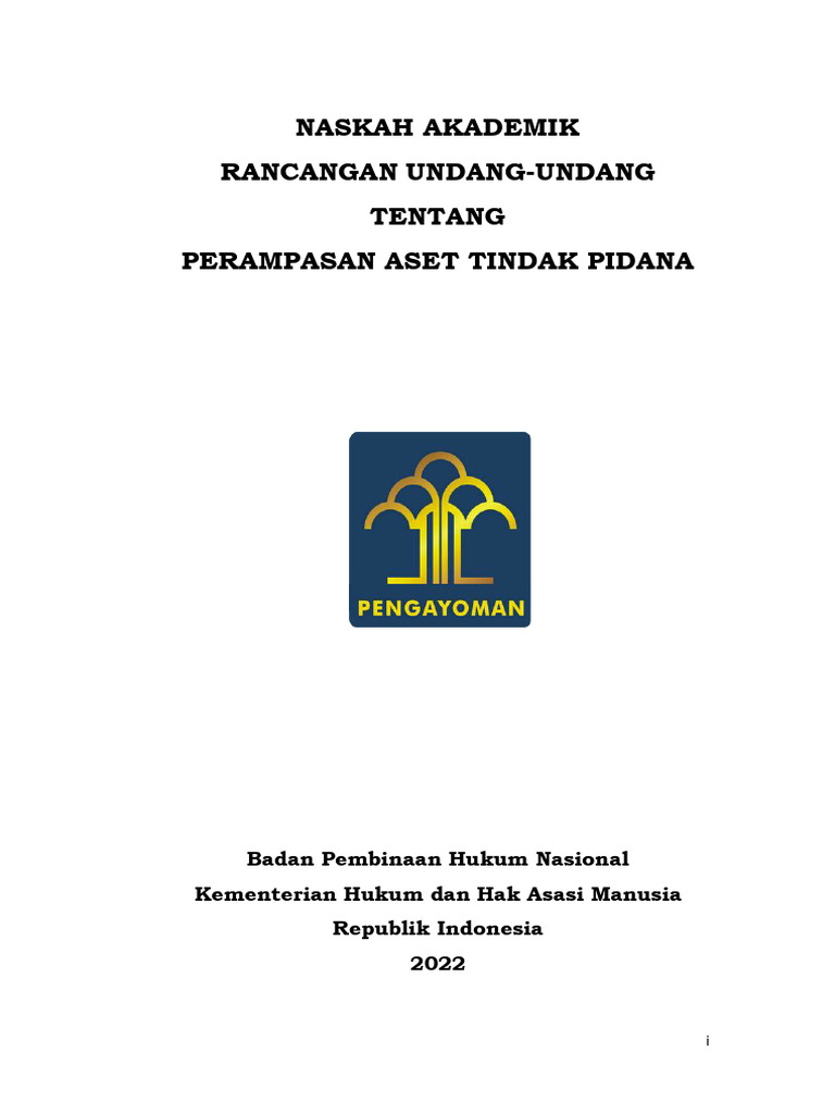 Naska Akademik RUU Tentang Perampasan Aset Terkait Tindak Pidana | PDF