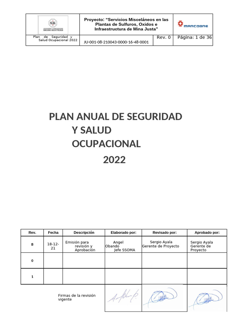 Plan Anual de Seguridad y Salud Ocupacional 2022 SIGDO KOOPERS | PDF | Seguridad y salud ...