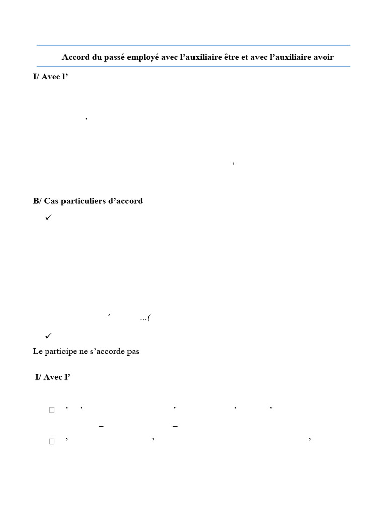 Accord Du PP Avec Être Et Avoir | PDF