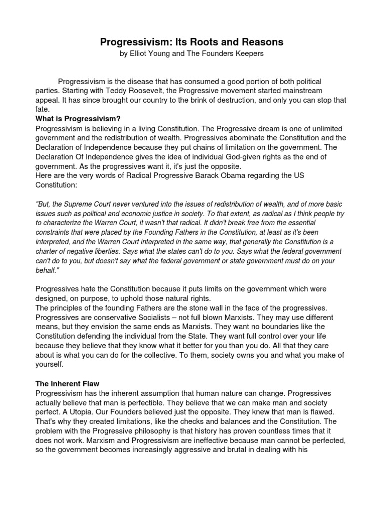 Progressivism: Its Roots and Reasons | PDF | Progressivism | Theodore ...