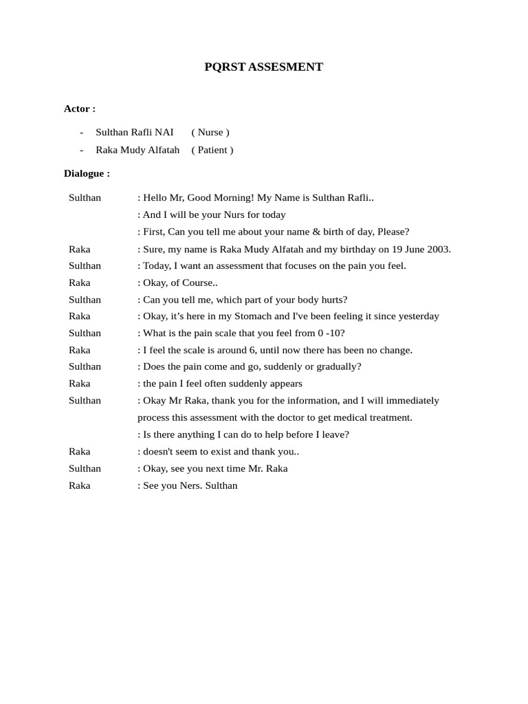 PQRST Assesment | PDF