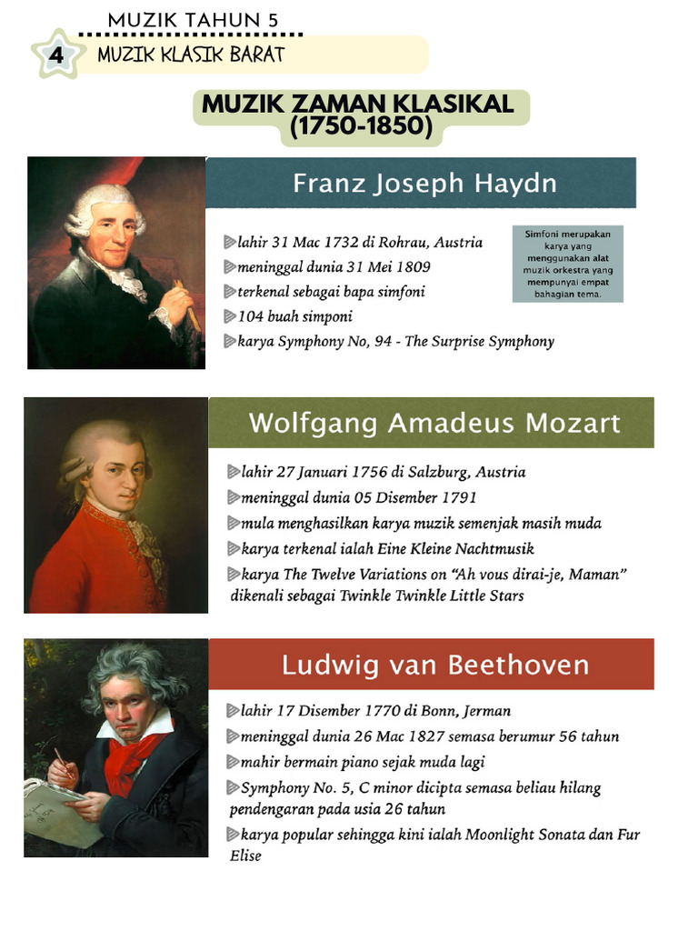 Tokoh Muzik Klasikal Barat Tahun 6 | PDF | Klasik