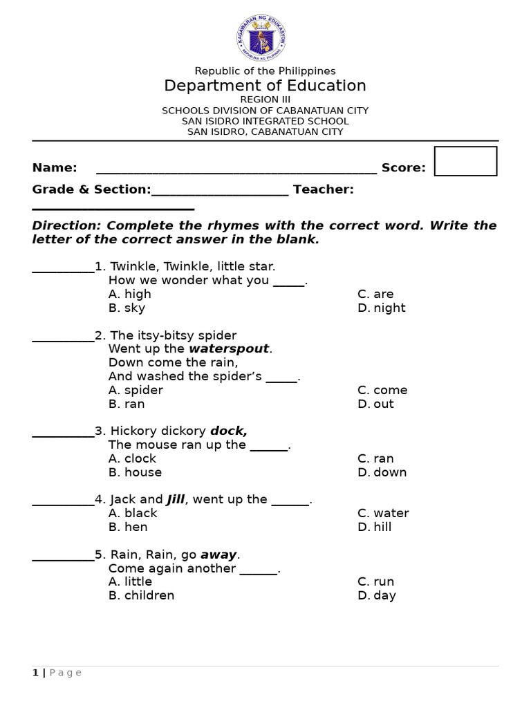 3rd-English PT 2023-2024 | PDF
