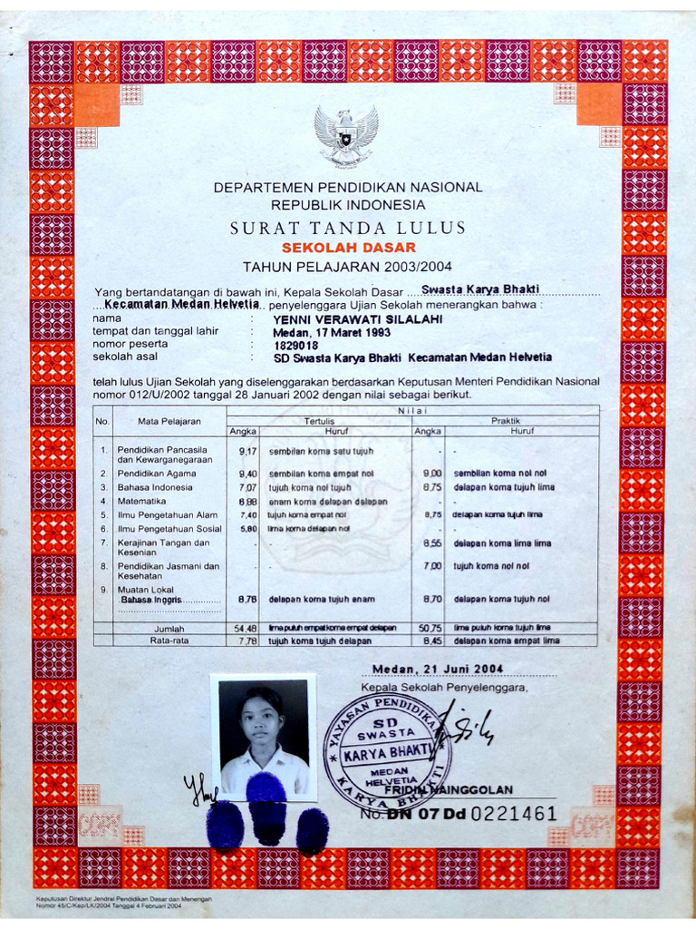 Daftar Nilai SD Biasa | PDF