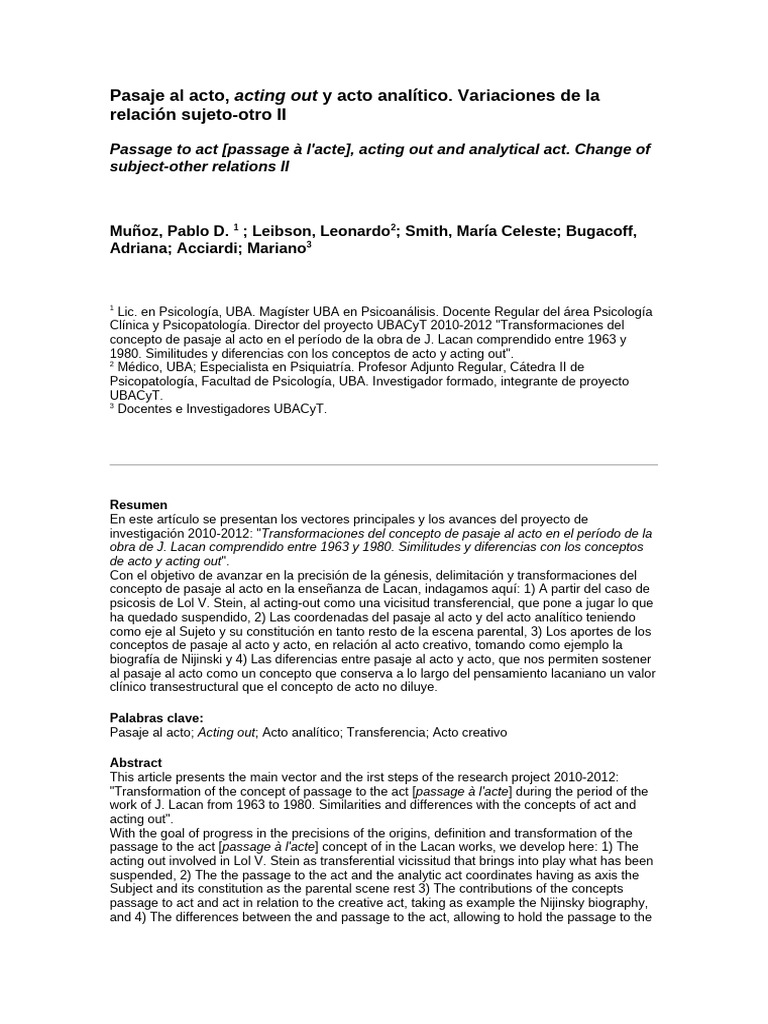 Pasaje Al Acto Adolescencia | PDF